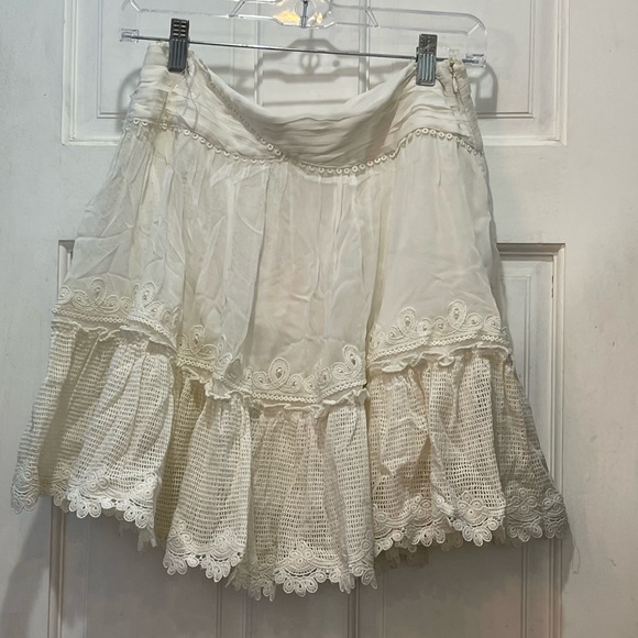 Rococo Sand | Skirts | Rococo Sand Crochet Off White Flared High Rise ...